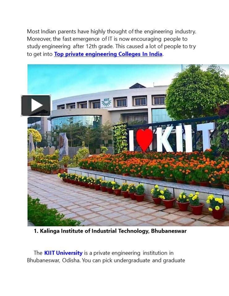 Top private engineering Colleges In India. presentation | free to download