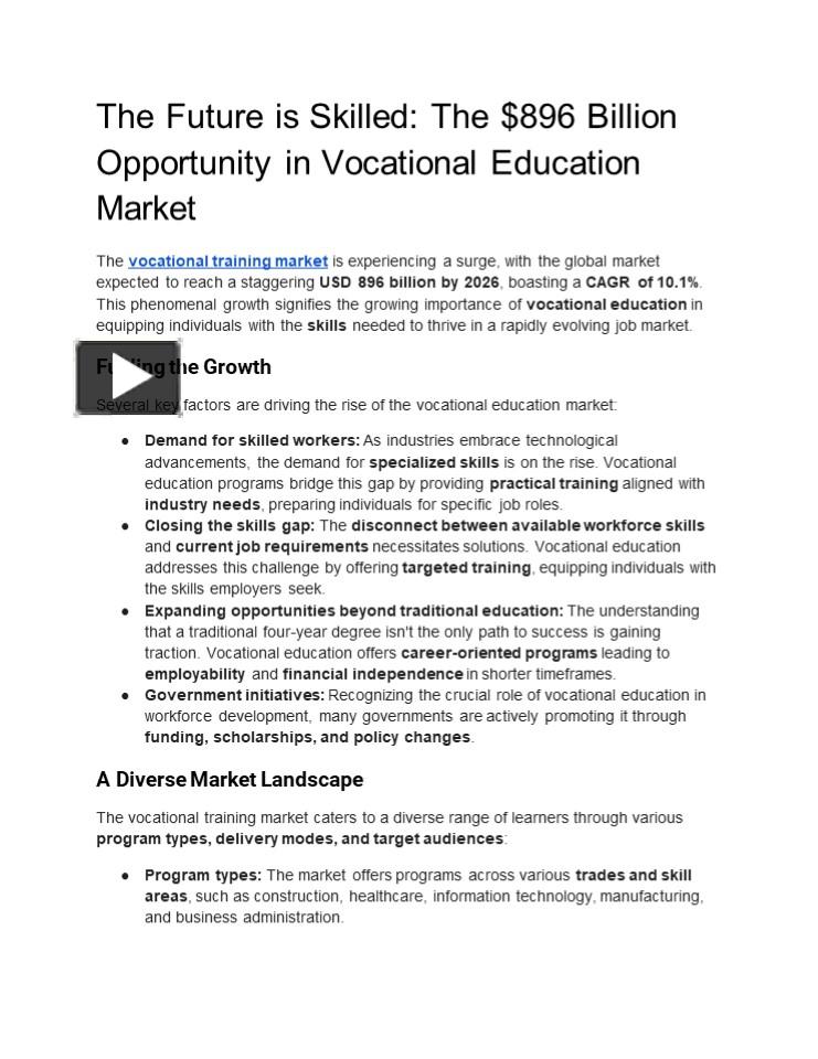 PPT – The Future is Skilled: The $896 Billion Opportunity in Vocational ...