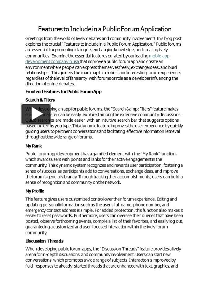 PPT – Features to Include in a Public Forum Application PowerPoint presentation | free to ...