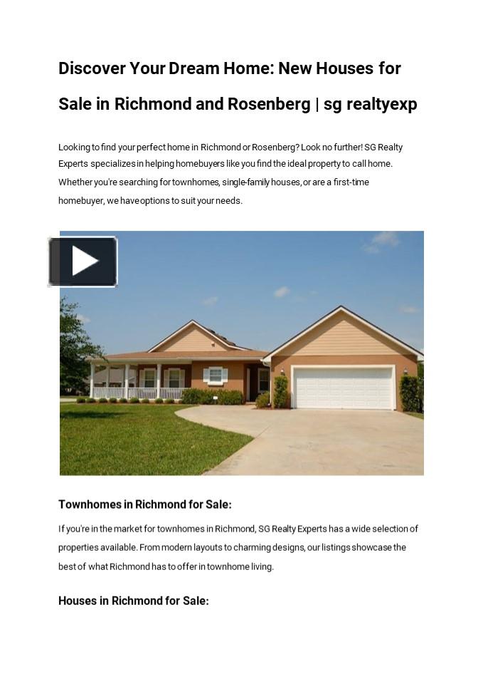 PPT – Discover Your Dream Home: New Houses for Sale in Richmond and Rosenberg PowerPoint ...