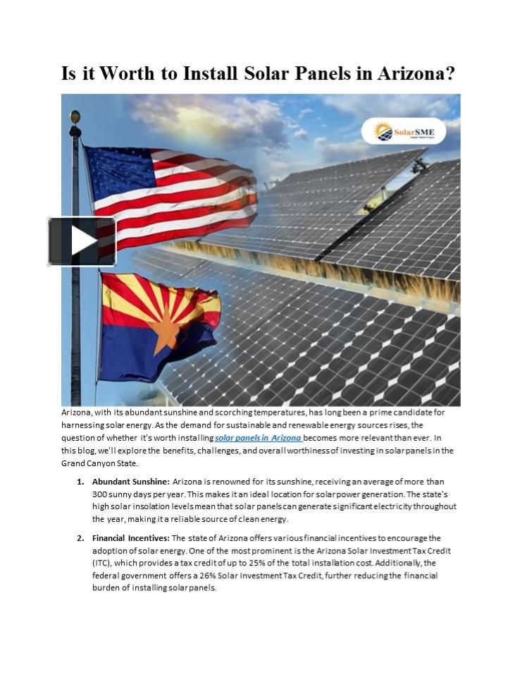 PPT – Is it Worth to Install Solar Panels in Arizona? PowerPoint ...