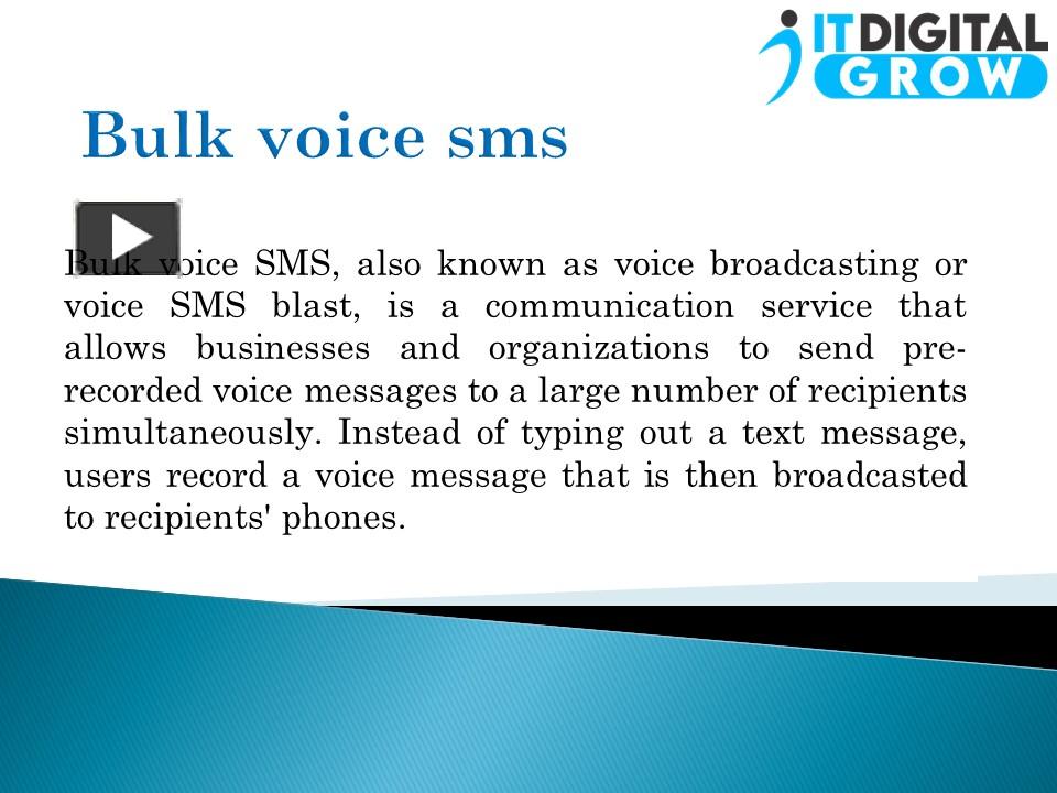 PPT – Bulk voice SMS in India PowerPoint presentation | free to download - id: 98b48e-ZGI4Z