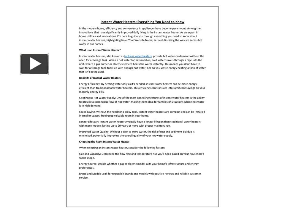 PPT – Instant Water Heaters: Everything You Need to Know PowerPoint presentation | free to ...