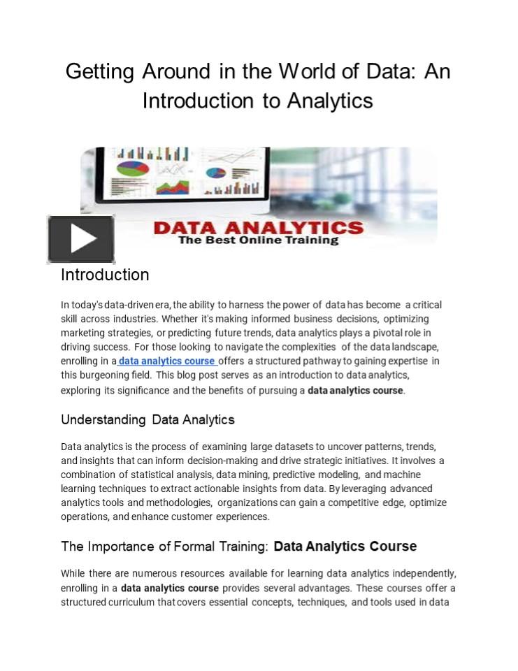 PPT – Getting Around in the World of Data: An Introduction to Analytics PowerPoint presentation ...