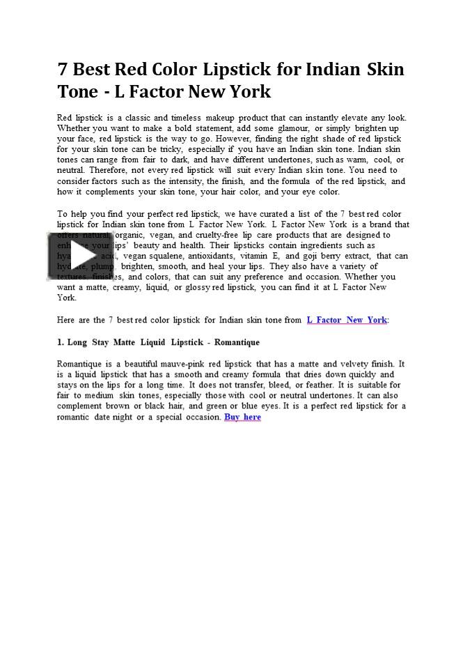7 Best Red Color Lipstick for Indian Skin Tone - L Factor New York ...