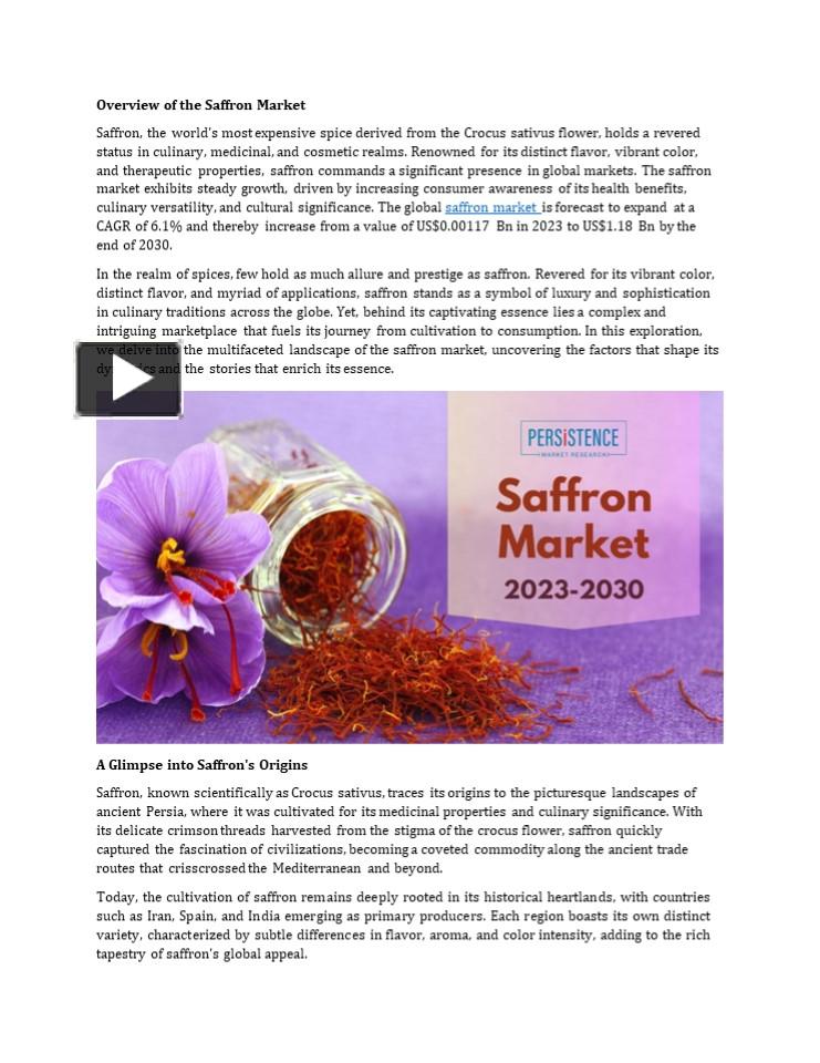 PPT – Emerging Trends and Innovations Reshape the Landscape of Saffron Market PowerPoint ...
