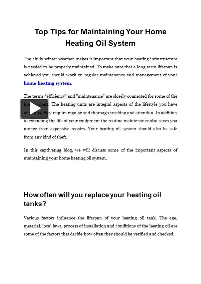 Top Tips for Maintaining Your Home Heating Oil System presentation | free to download
