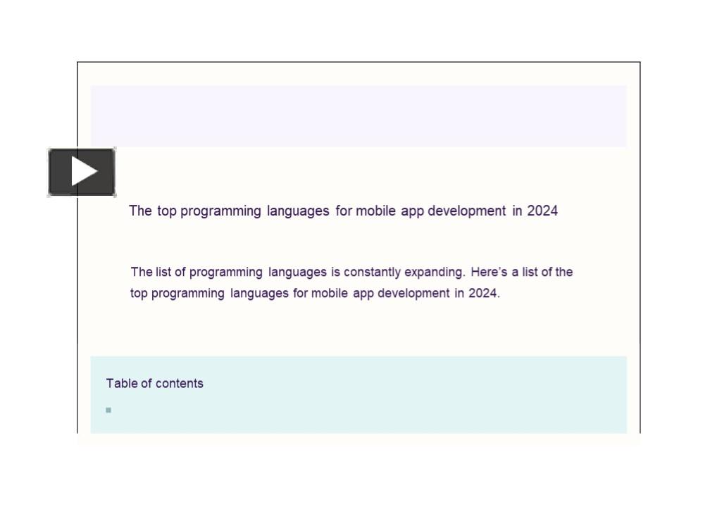 Ppt The Top Programming Languages For Mobile App Development In 2024