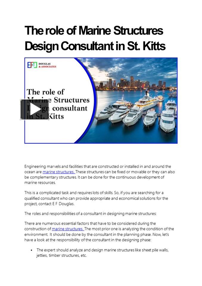 Role of Marine Structures Design Consultant in St. Kitts EFD presentation | free to download
