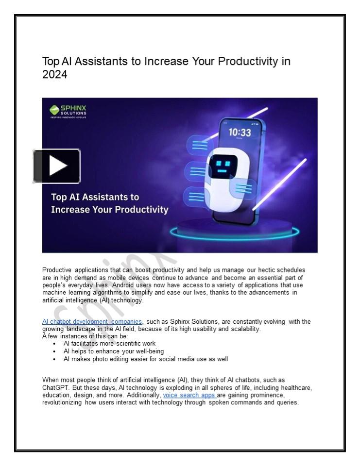 PPT – Top AI Assistants to Increase Your Productivity PowerPoint presentation | free to download ...