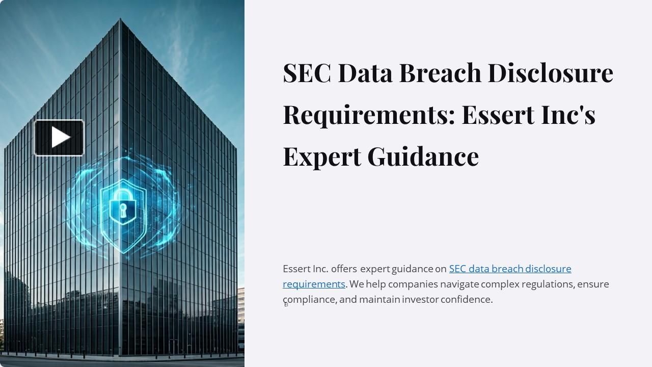 PPT – SEC Data Breach Disclosure Requirements - Essert Inc PowerPoint presentation | free to ...