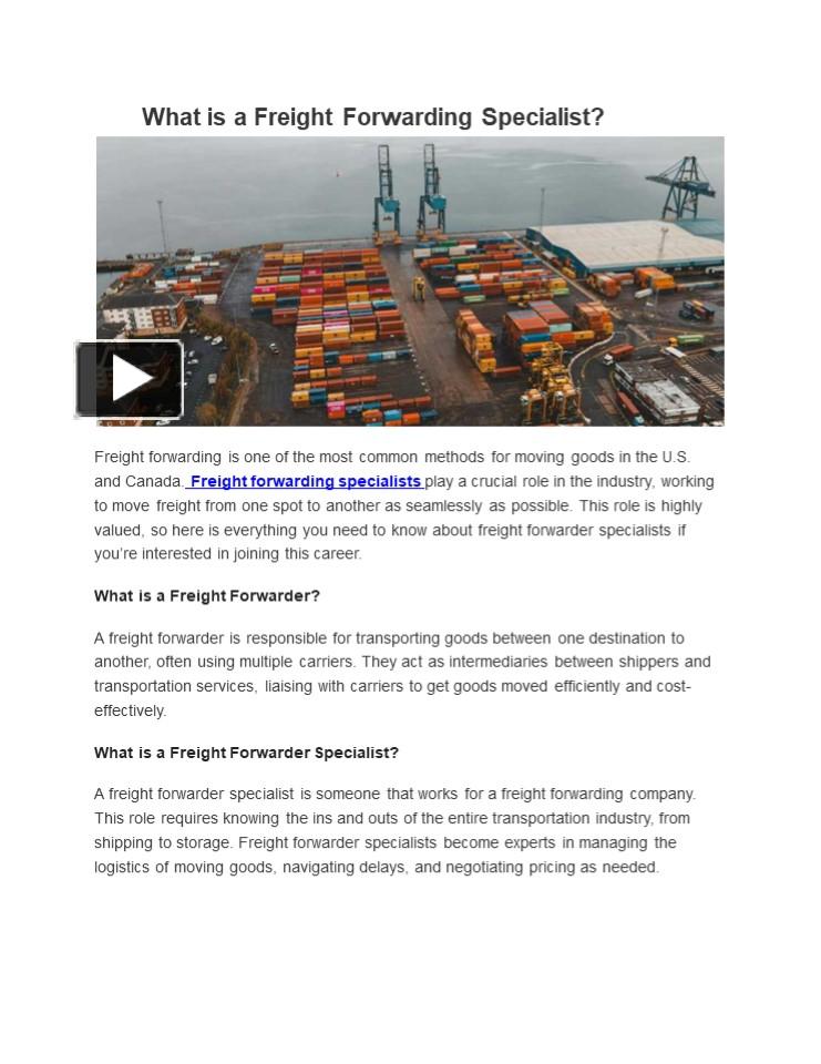 PPT – Freight Forwarding Specialist Fast Track PowerPoint presentation | free to download - id ...