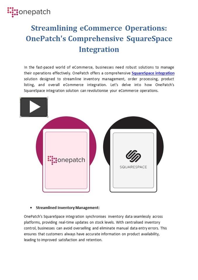 Ppt Streamlining Ecommerce Operations Onepatchs Comprehensive