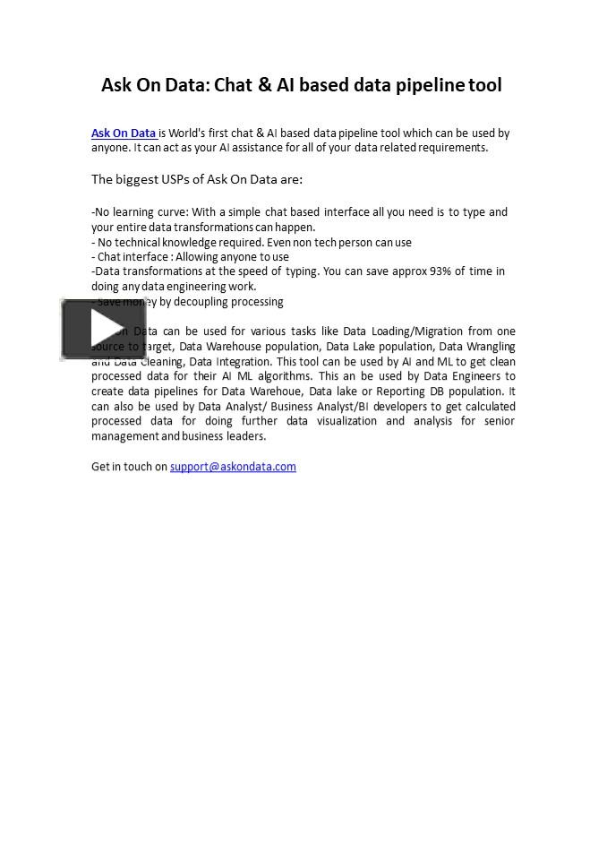 Ppt Ask On Data Chat And Ai Based Data Pipeline Tool Powerpoint