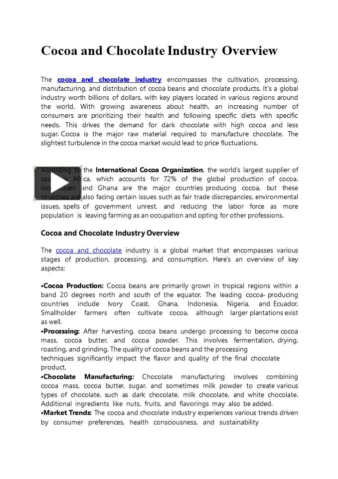 Cocoa and Chocolate Industry Overview presentation | free to download