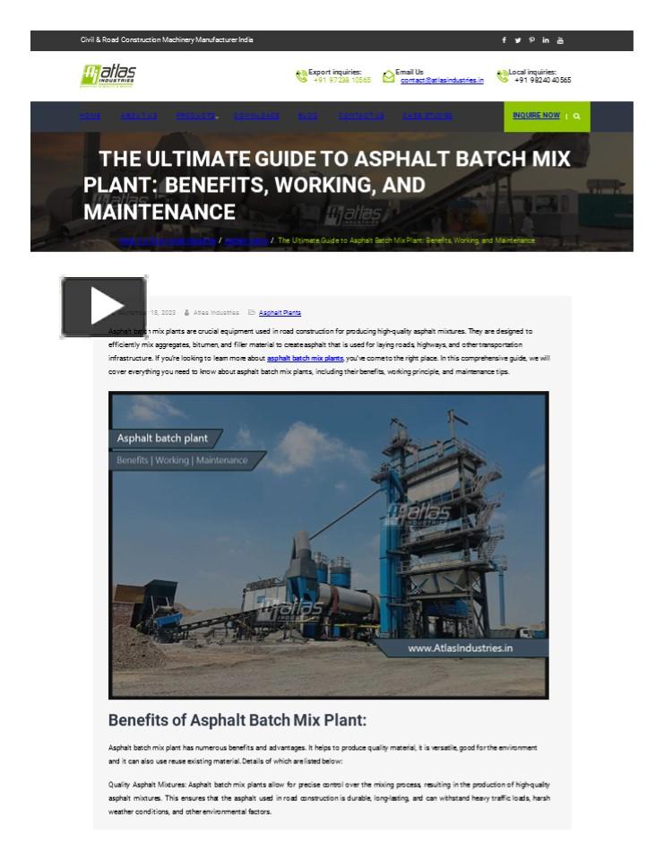 The Ultimate Guide to Asphalt Batch Mix Plant: Benefits, Working, and Maintenance presentation ...