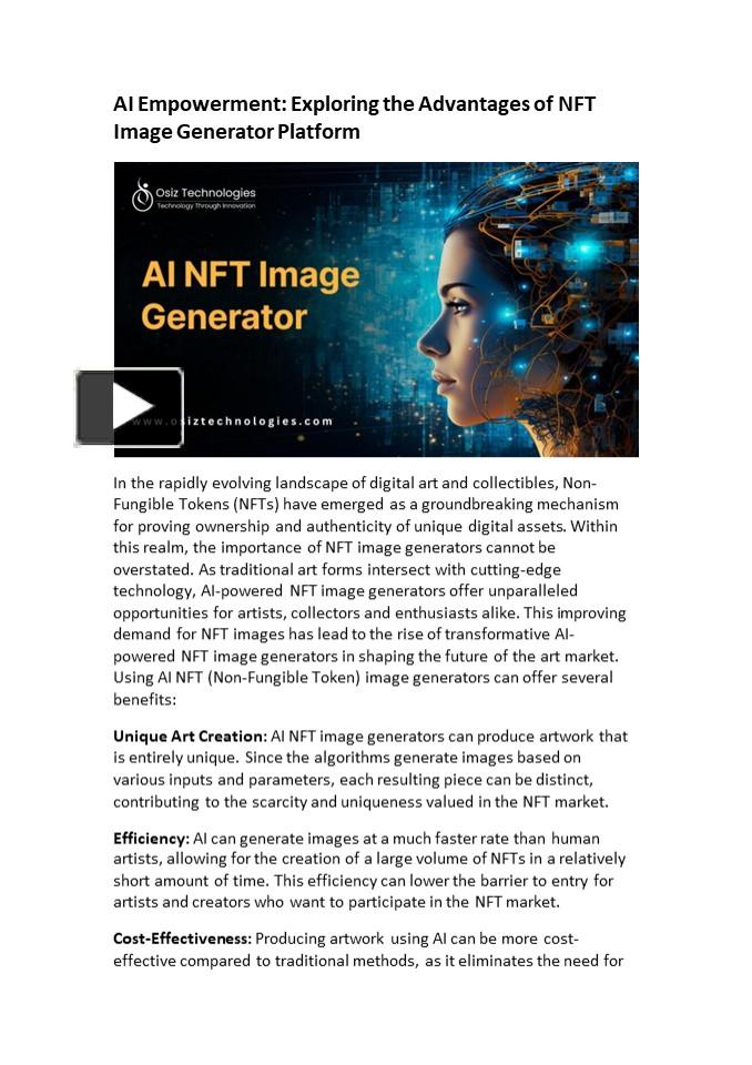 PPT – AI Empowerment: Exploring the Advantages of NFT Image Generator Platform PowerPoint ...