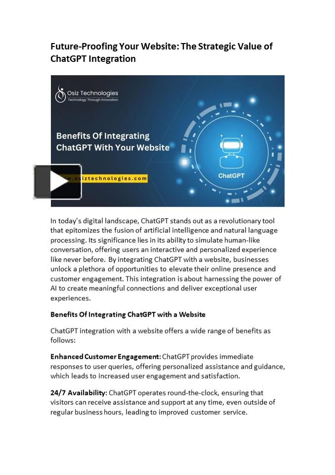 PPT – Future-Proofing Your Website: The Strategic Value of ChatGPT Integration PowerPoint ...