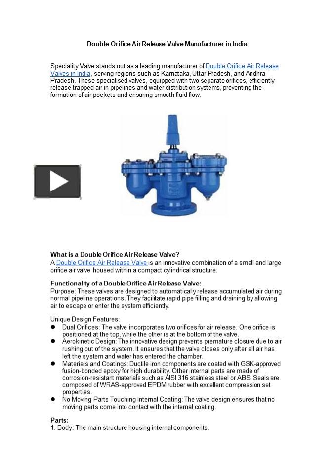 PPT – Double Orifice Air Release Valve Manufacturer in India PowerPoint presentation | free to ...