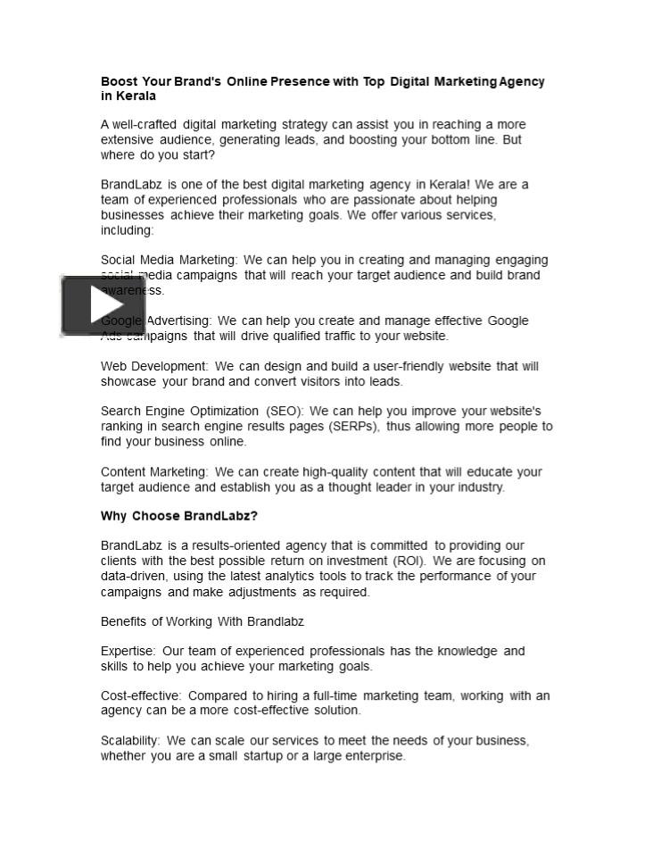 PPT – Brandlabz|Best Digital Marketing Agency in Kerala PowerPoint presentation | free to ...