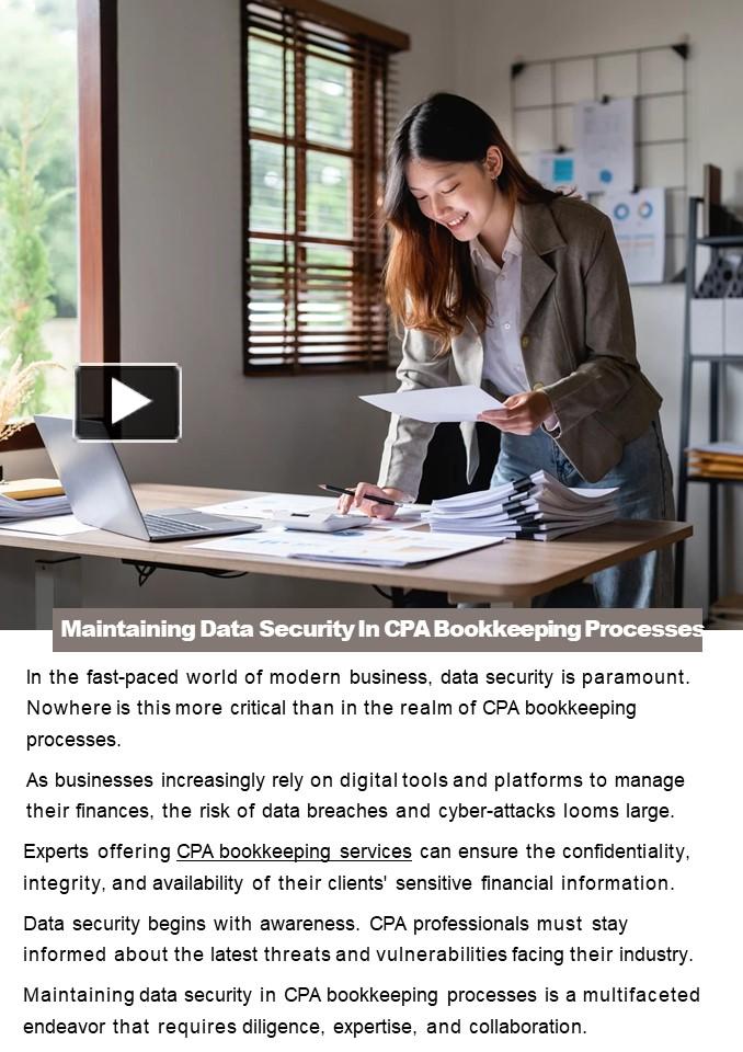 Maintaining Data Security In CPA Bookkeeping Processes presentation | free to download