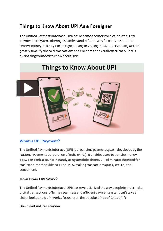 Things to Know About UPI As a Foreigner presentation | free to download