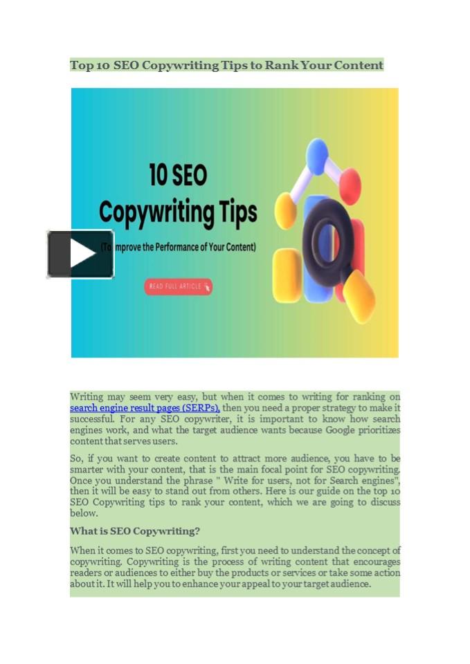 PPT – Top 10 SEO Copywriting Tips for Content Ranking PowerPoint presentation | free to download ...