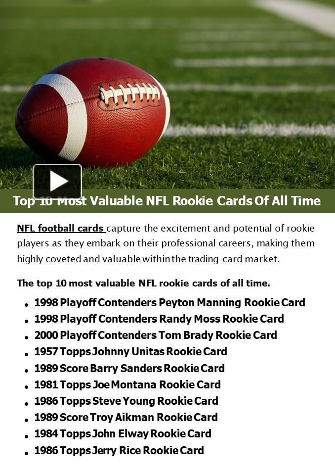 PPT – Top 10 Most Valuable NFL Rookie Cards Of All Time PowerPoint presentation | free to ...