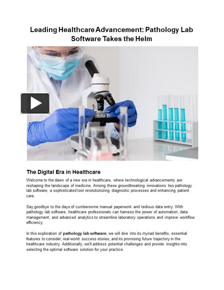 PPT – Leading Healthcare Advancement_ Pathology Lab Software Takes the Helm PowerPoint ...