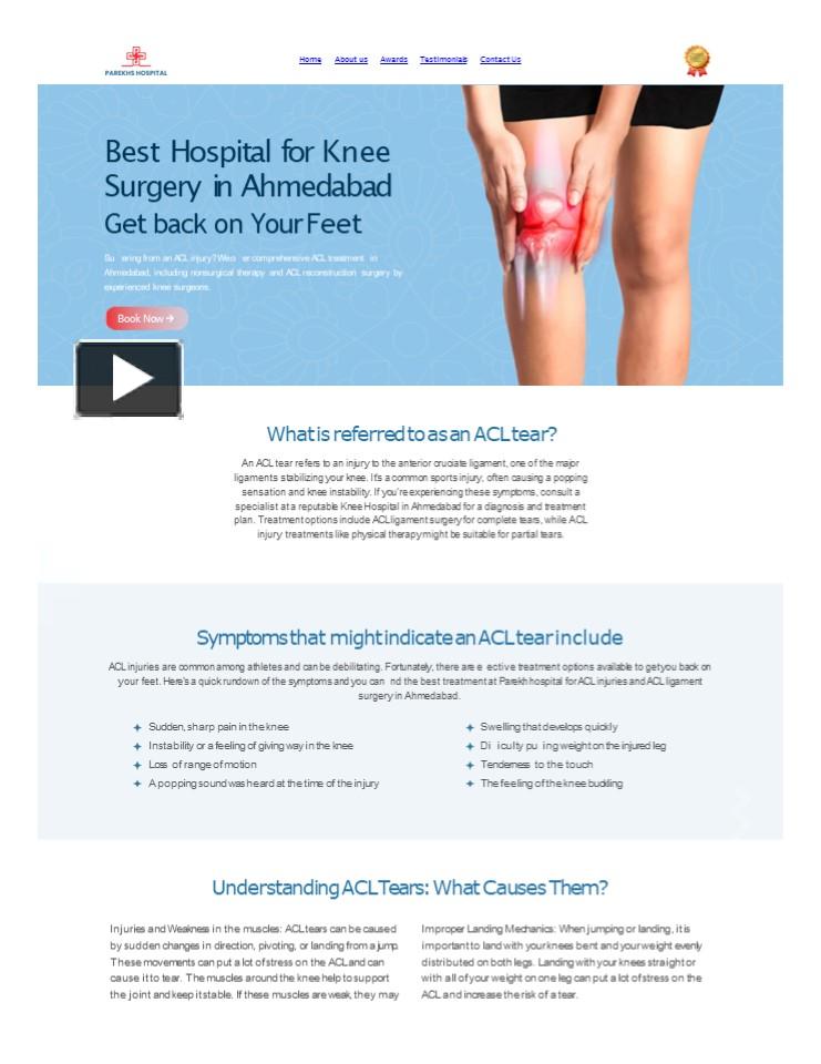 ACL Injury Treatments | Best Hospital For Knee Surgery presentation | free to download