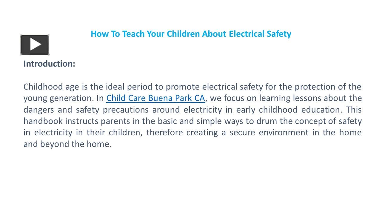 PPT – How To Teach Your Children About Electrical Safety PowerPoint ...