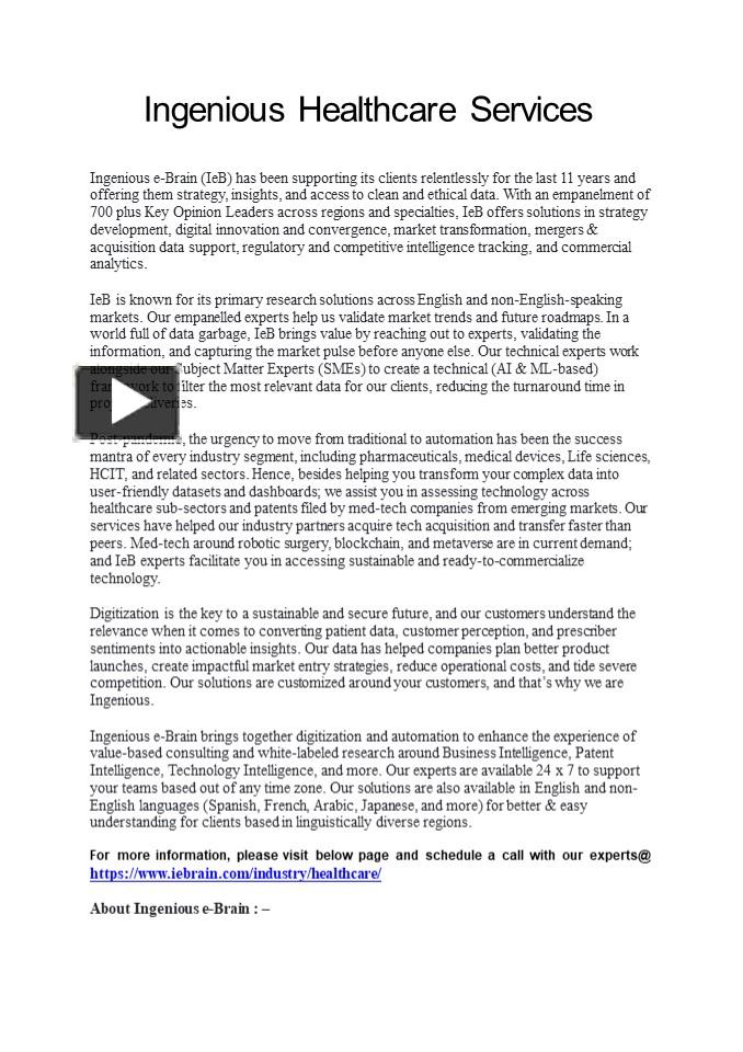 PPT – Ingenious Healthcare Services PowerPoint presentation | free to download - id: 98d0c4-MGRlZ