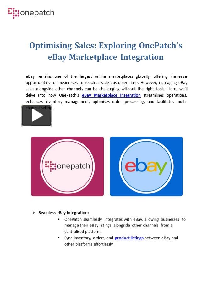 PPT – Optimising Sales: Exploring OnePatch's eBay Marketplace Integration PowerPoint ...