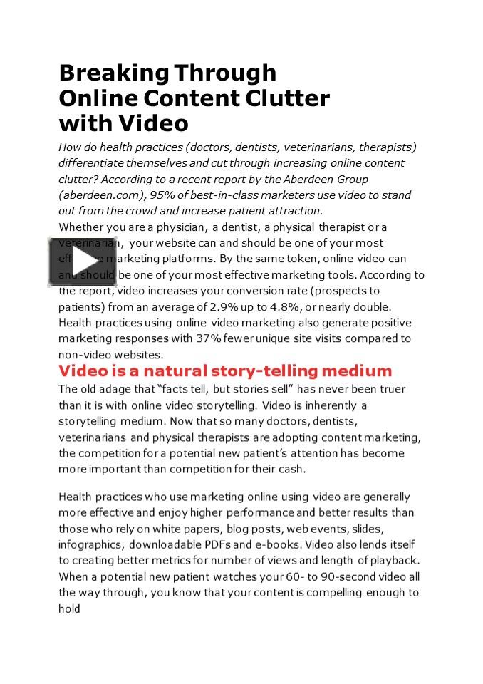 PPT – Breaking Through Online Content Clutter with Video – Practice Builders PowerPoint ...