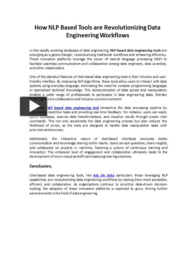 Ppt How Nlp Based Tools Are Revolutionizing Data Engineering