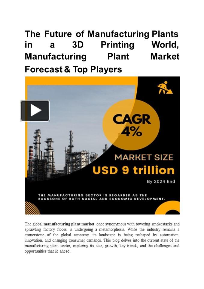 PPT – The Future of Manufacturing Plants in a 3D Printing World ...