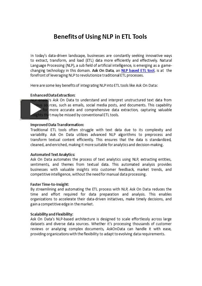 PPT – Benefits of Using NLP in ETL Tools PowerPoint presentation | free to download - id: 98d728 ...