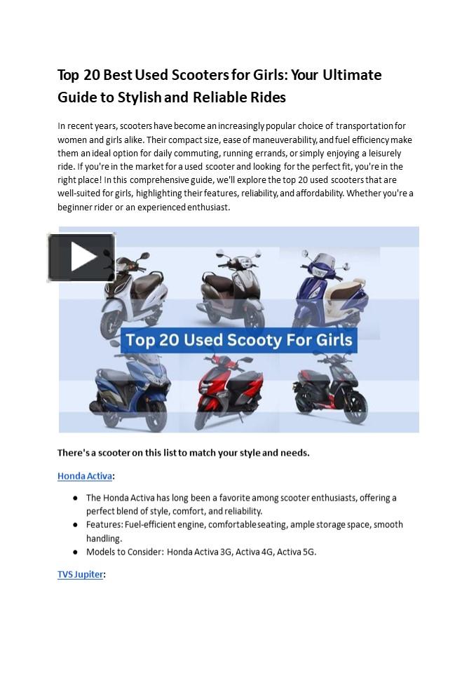 PPT – Top 20 Best Used Scooters for Girls PowerPoint presentation ...