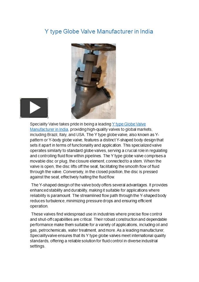 PPT – Y type Globe Valve Manufacturer in India PowerPoint presentation | free to download - id ...