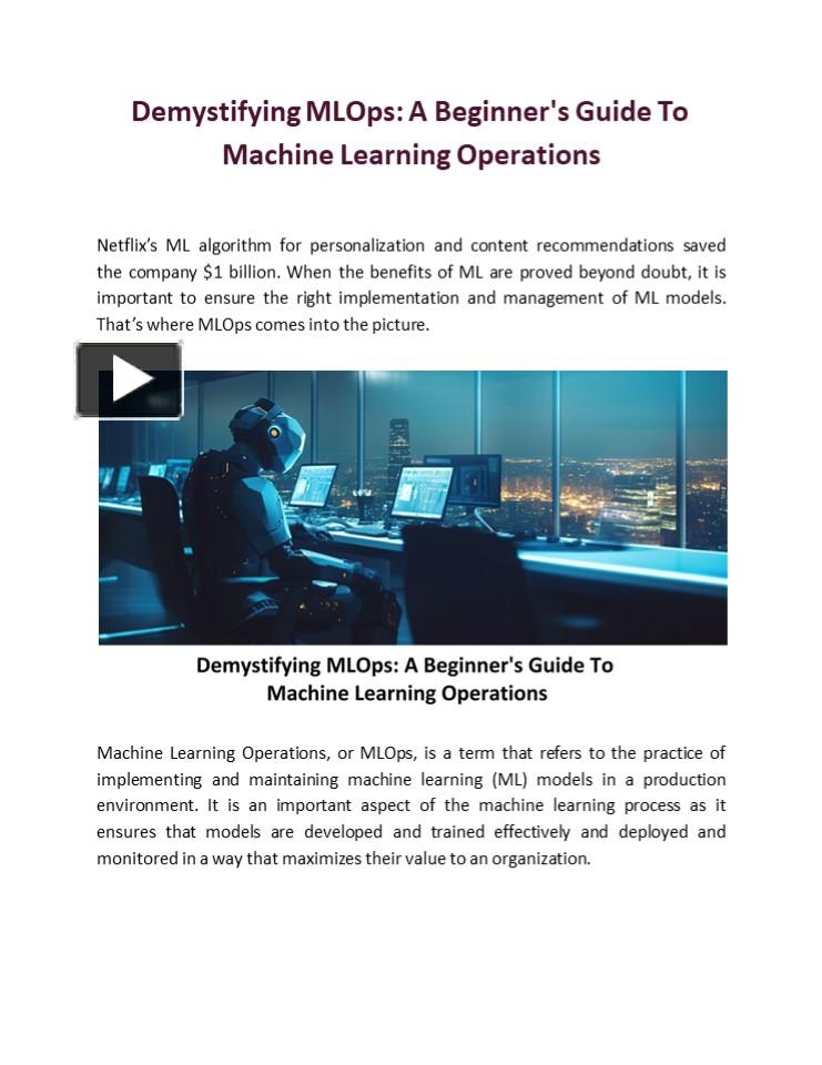 Demystifying Mlops A Beginners Guide To Machine Learning Operations