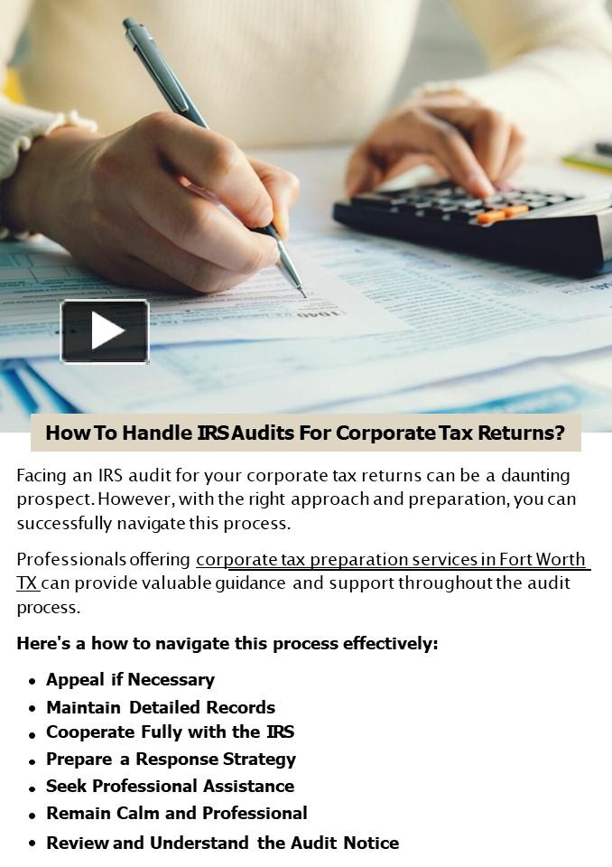 How To Handle IRS Audits For Corporate Tax Returns? presentation | free to download