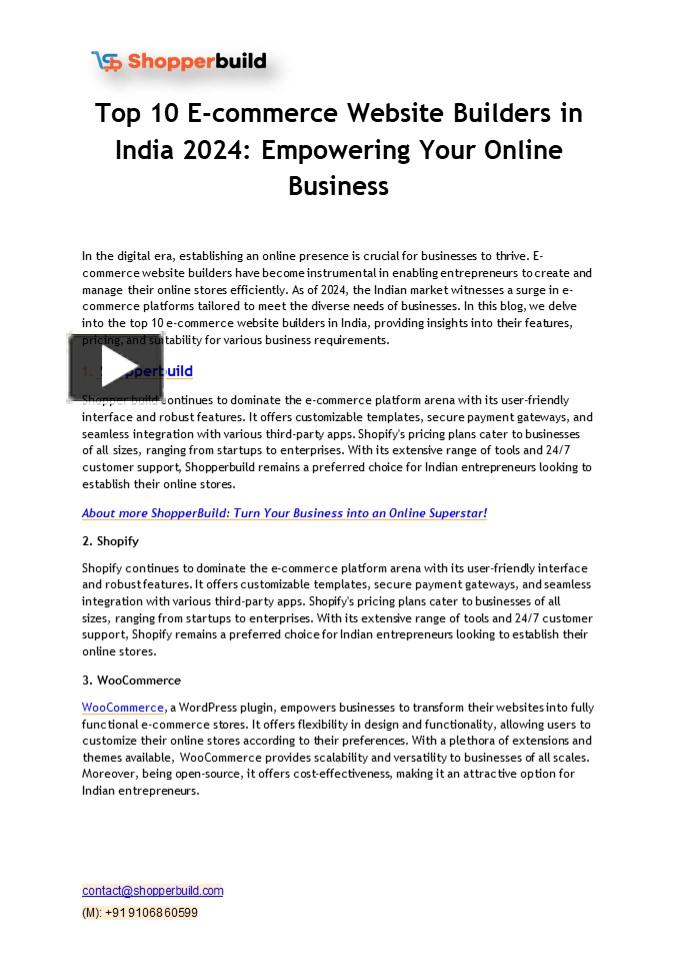 PPT – E-commerce Website Builders in India 2024 PowerPoint presentation ...
