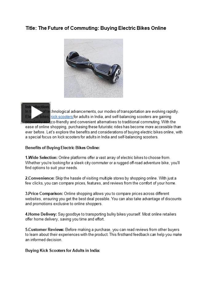 PPT – The Future of Commuting: Buying Electric Bikes Online PowerPoint presentation | free to ...