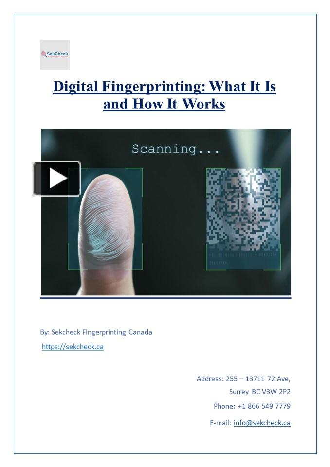 PPT – Digital Fingerprinting: What It Is and How It Works PowerPoint presentation | free to ...