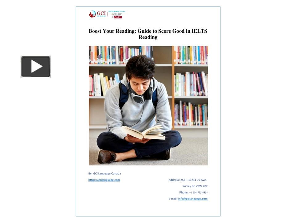 Boost Your Reading: Guide to Score Good in IELTS Reading presentation | free to download