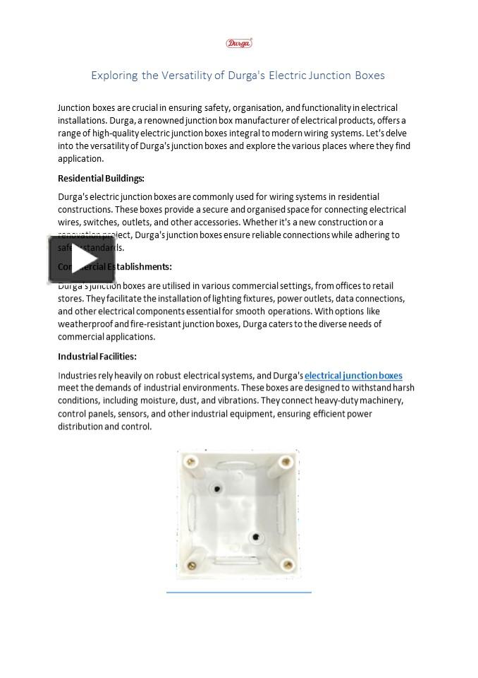 PPT – Exploring the Versatility of Durga's Electric Junction Boxes PowerPoint presentation ...