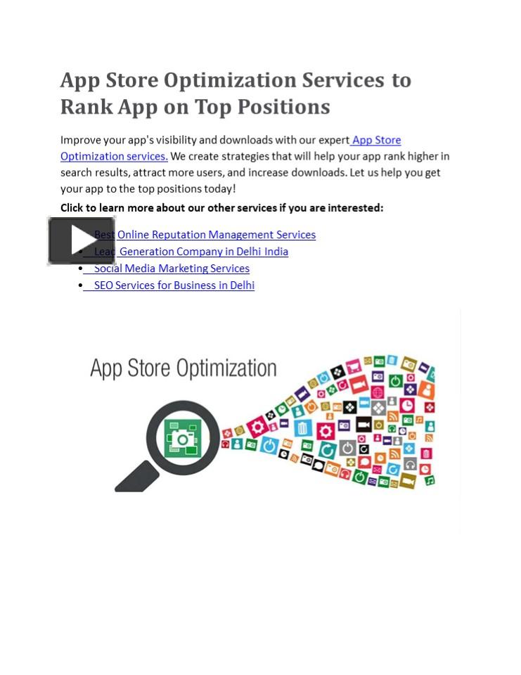 App Store Optimization Services to Rank App on Top Positions presentation | free to download