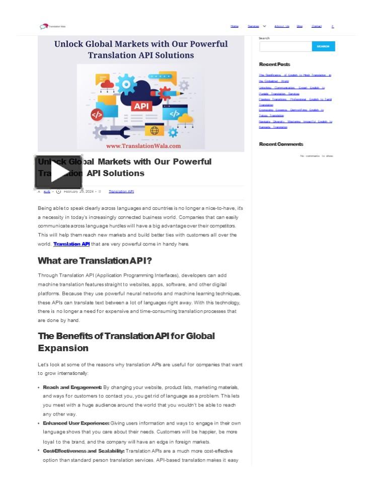 Unlock Global Markets with Our Powerful Translation API Solutions presentation | free to download