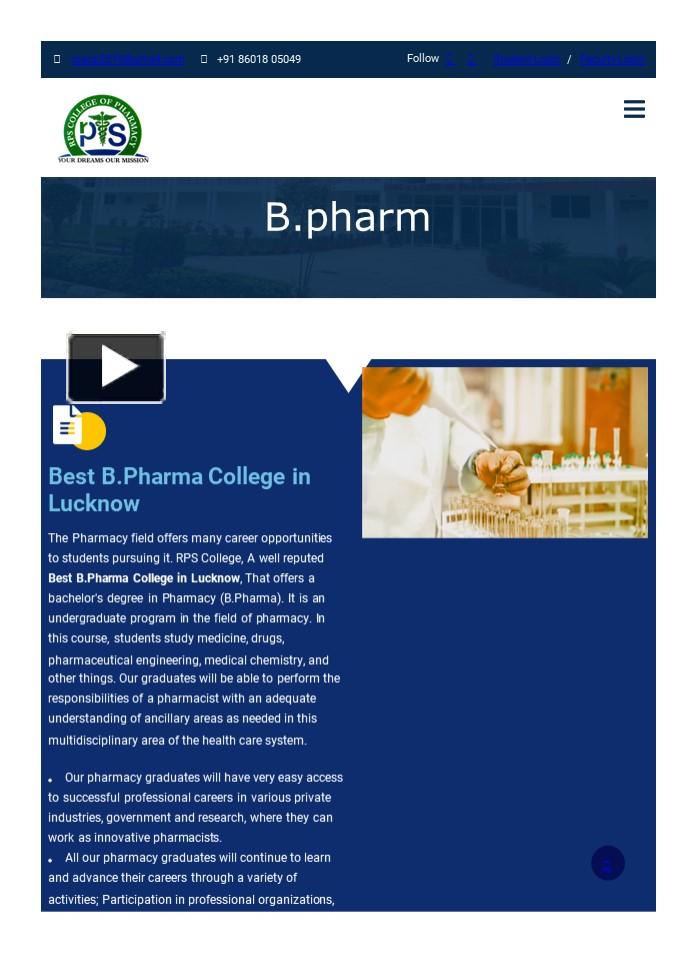 PPT – B.Pharma College In Lucknow - RPS Pharmacy College PowerPoint presentation | free to ...