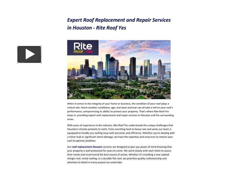 PPT – Expert Roof Replacement and Repair Services in Houston - Rite Roof Yes PowerPoint ...